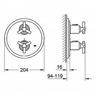 Термостат для душа Grohe Atrio Ypsilon 19394000 внешняя часть — купить ...